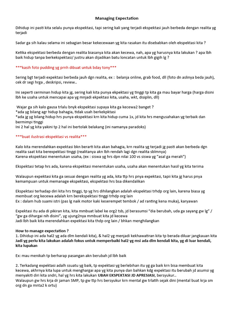 Managing Expectation | PDF | Pengembangan Diri