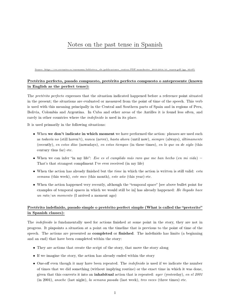 Past Tenses in Spanish | PDF | Linguistics | Grammar
