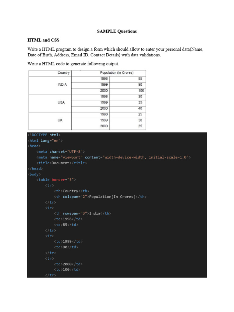 WP Practical Sample Questions Solutions | Download Free PDF | Html | Java Script