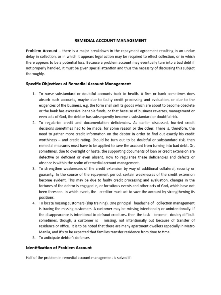 Remedial Account Management 2023 | PDF