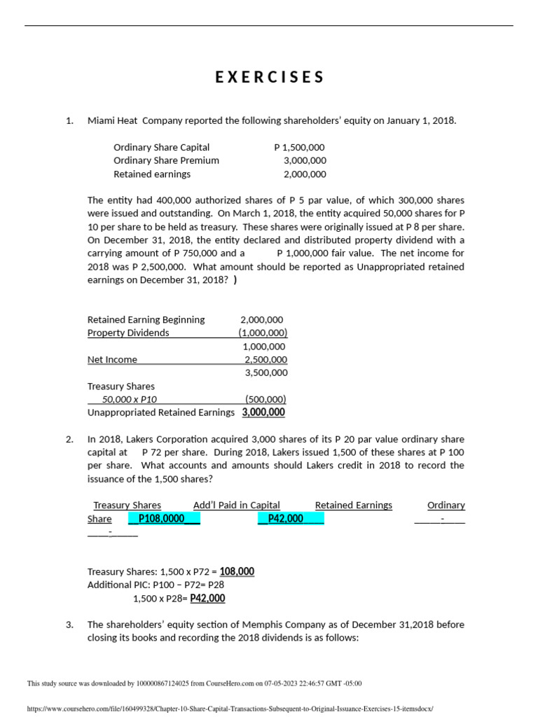 Share Capital Transactions Overview | PDF | Treasury Stock | Dividend