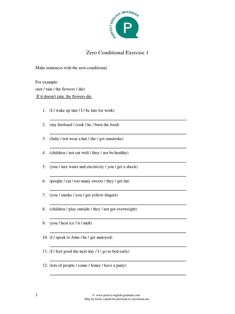 Conditionals Zero Form SIN RESPUESTAS | PDF | Language Arts & Discipline