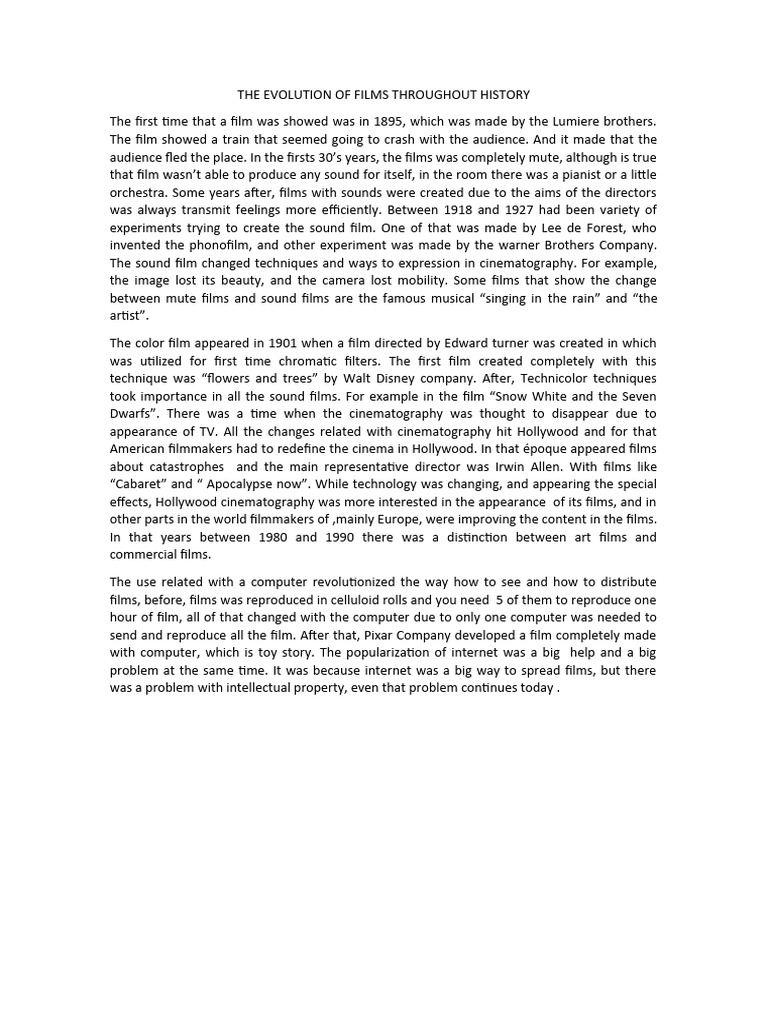 The Evolution of Films Throughout History | Download Free PDF ...