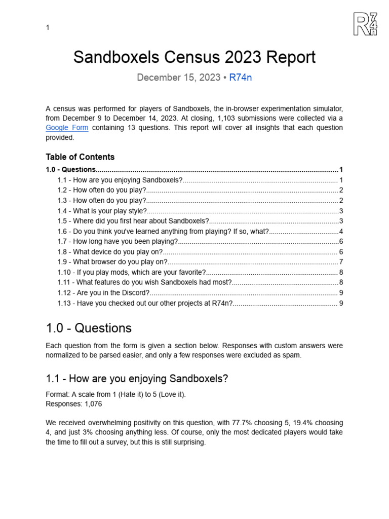 Sandboxels 2023 Player Census Insights | PDF | Games & Activities