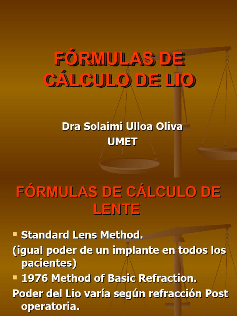 fORMULAS DE LIO | PDF | Ojo humano | Córnea