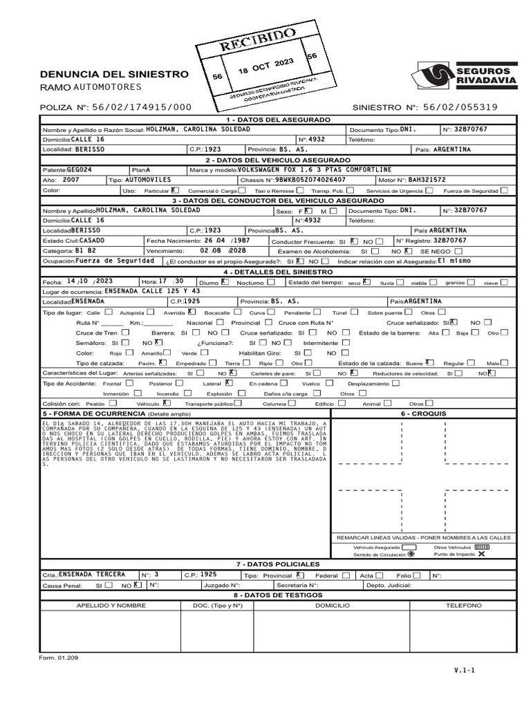 Accident Report: Volkswagen Fox Collision | PDF