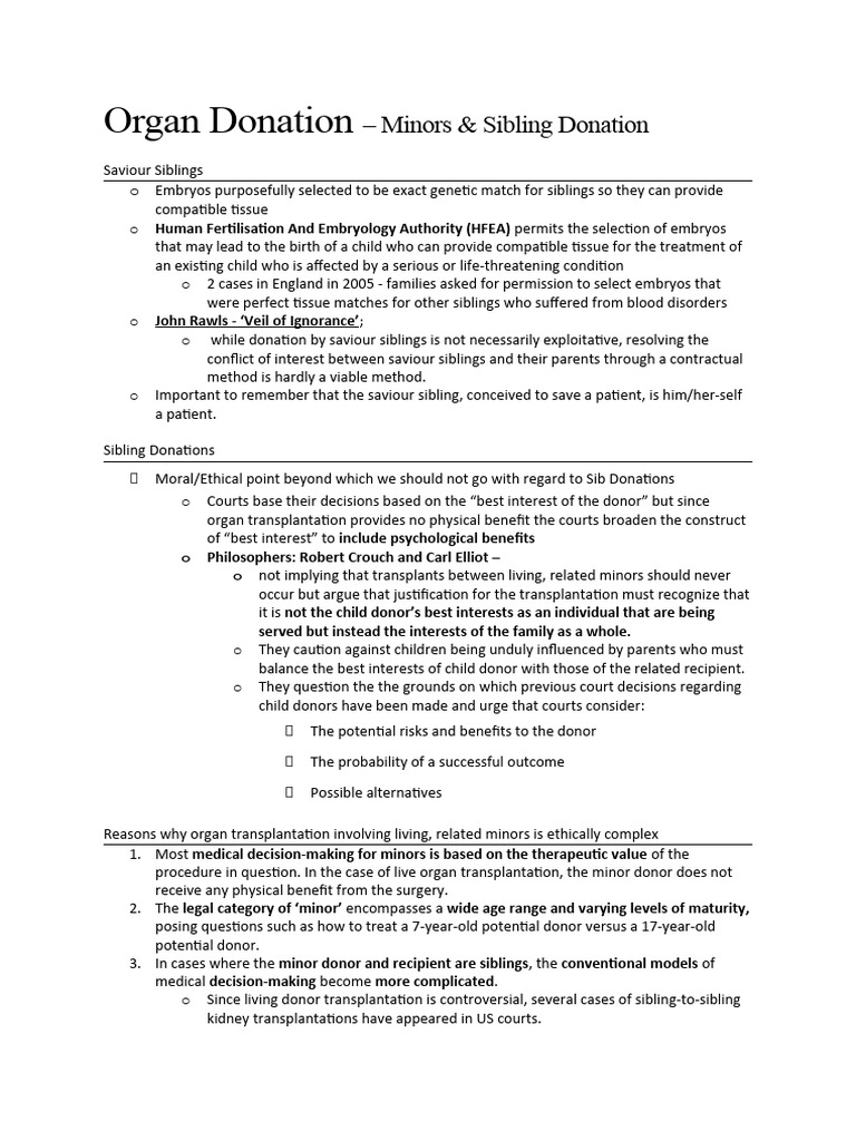 Organ Donation - Capacity - Organ Market Exam Notes | PDF | Organ ...