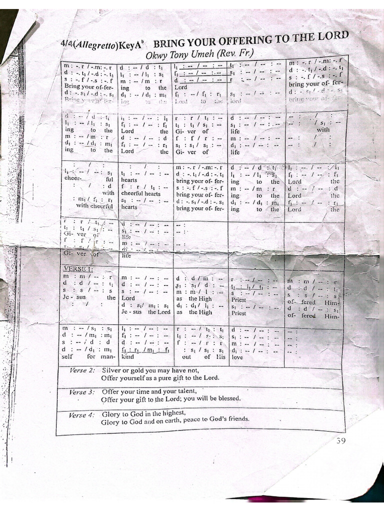 Bring Your Offerings Pdf