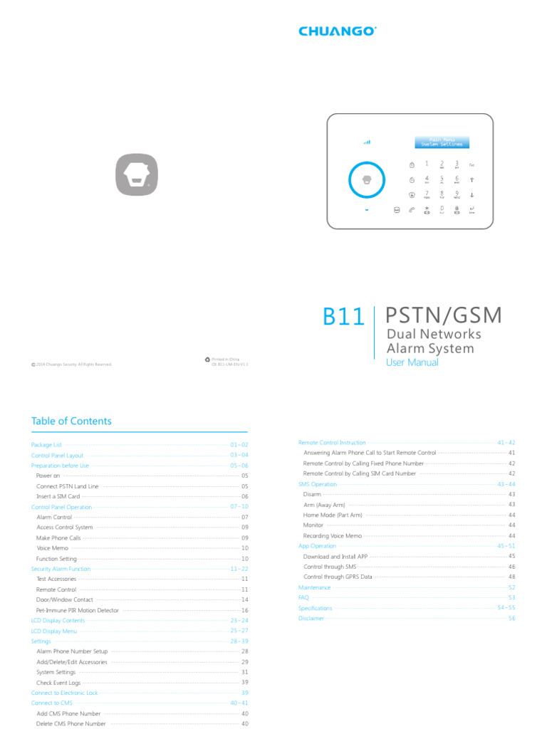 B11 Manual V1 1 | PDF | Security Alarm | Telephone