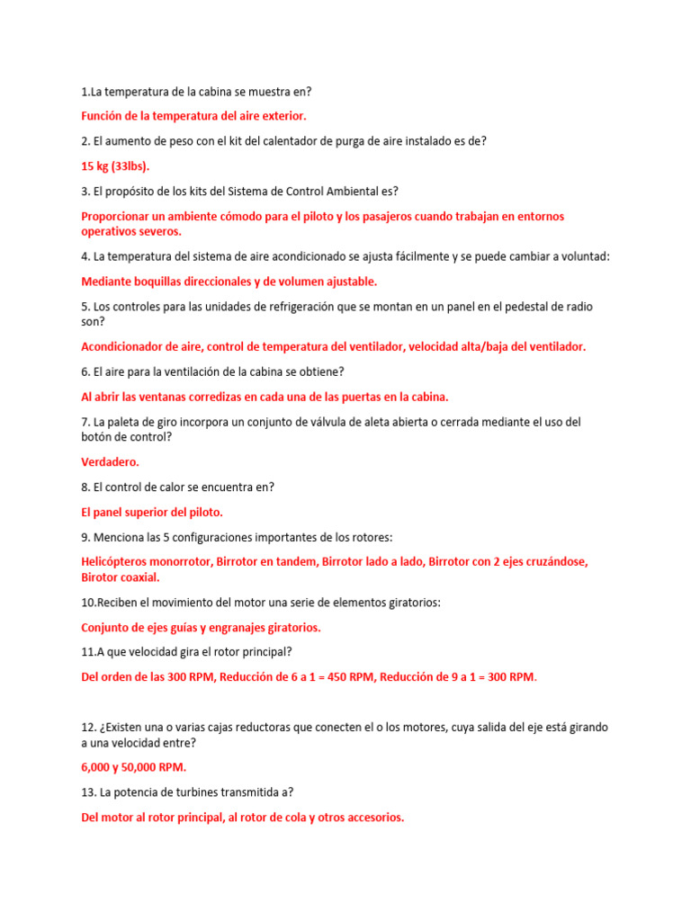 Cuestionario PLL Helicopteros | PDF | Technology & Engineering