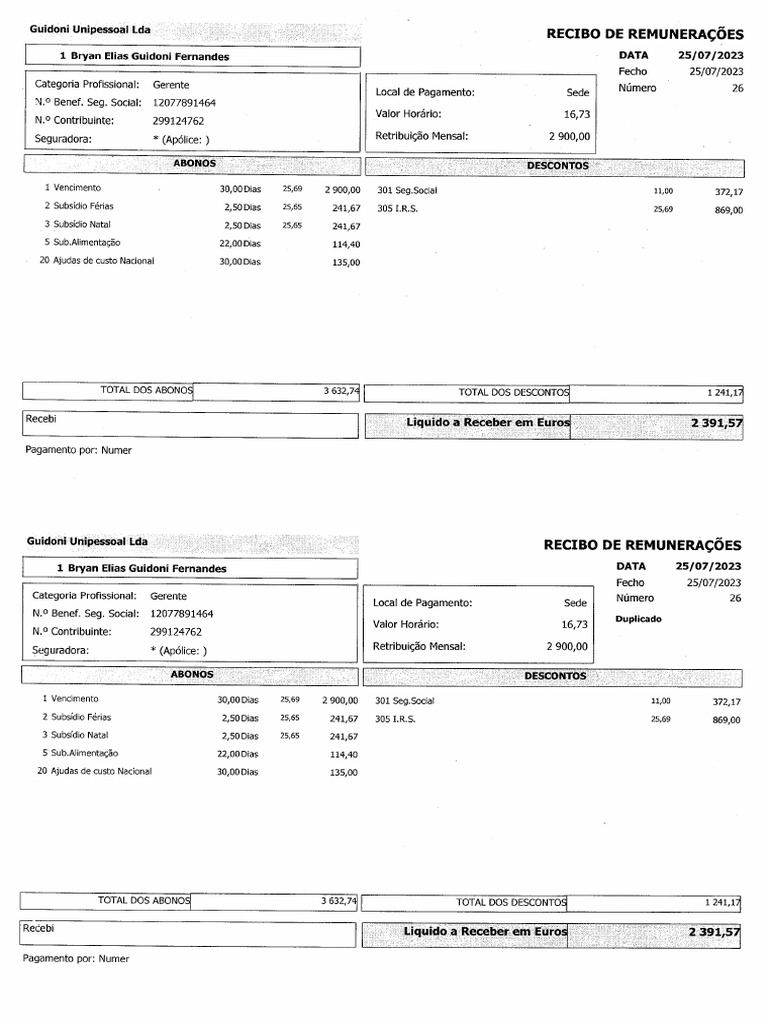 Recibos Bryan 7 | PDF