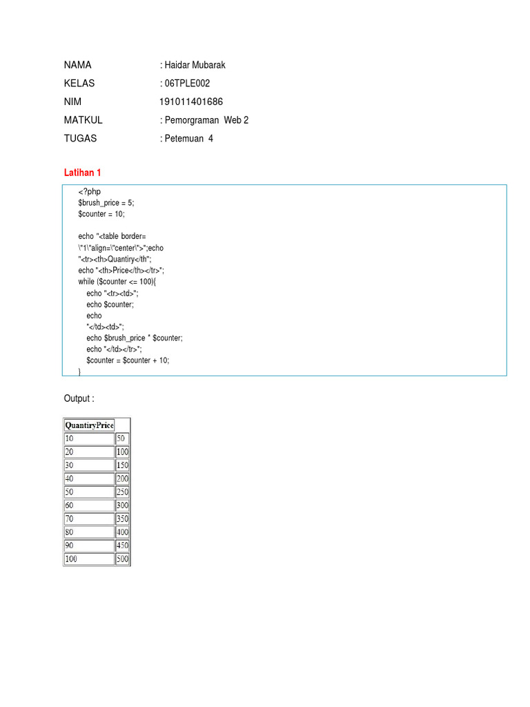 Tugas Pert 4 Pemograman Web 2 - Haidar Mubarak | PDF | Computing | Computer Programming