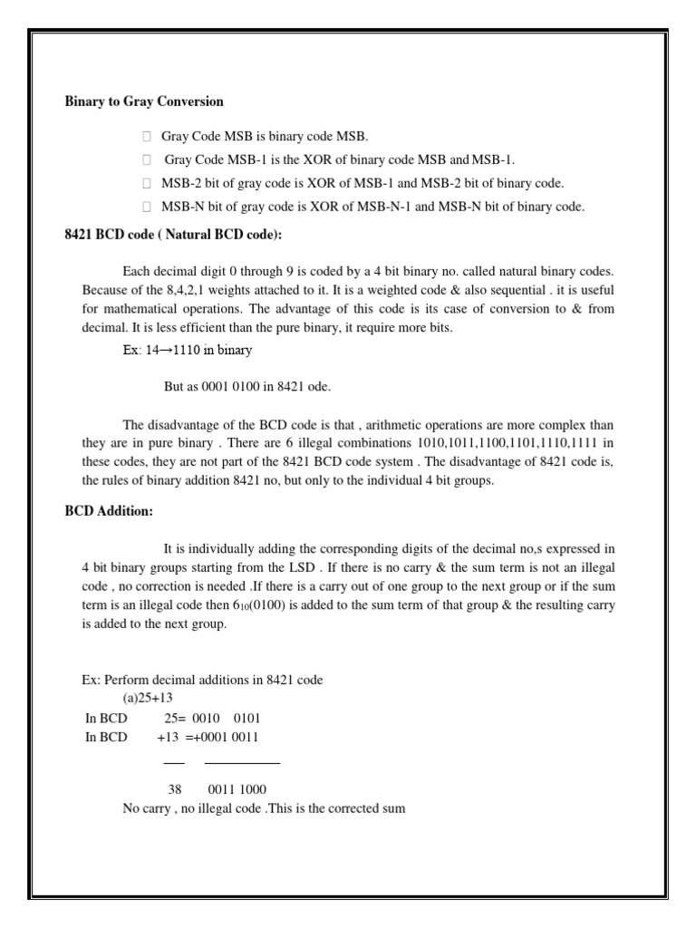 Binary to Gray Code Conversion Guide | PDF | Subtraction | Binary Coded Decimal