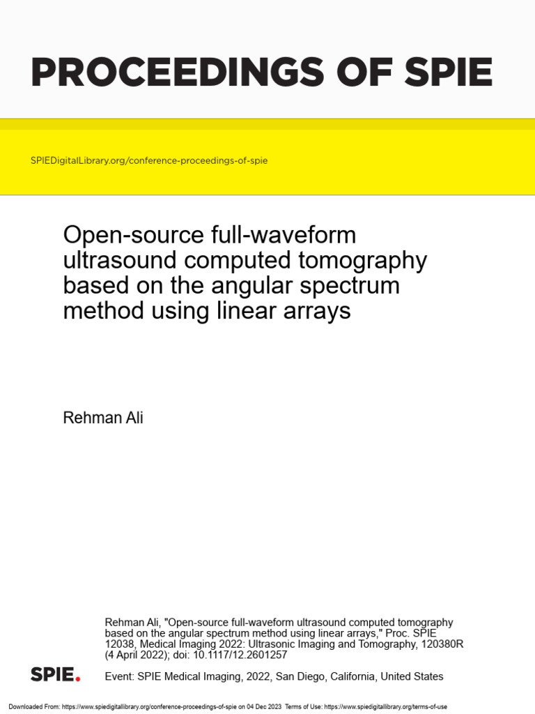 Proceedings of Spie | PDF | Medical Ultrasound | Ultrasound