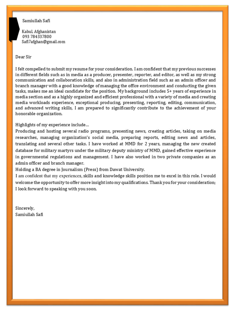 Samiullah CV | PDF | Communication | Editing