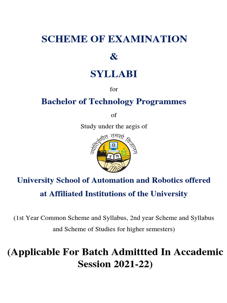 Scheme and Syllabus - For Batch Admitted in 2021-22 of B.Tech (AIML - AIDS - IIOT) | PDF ...