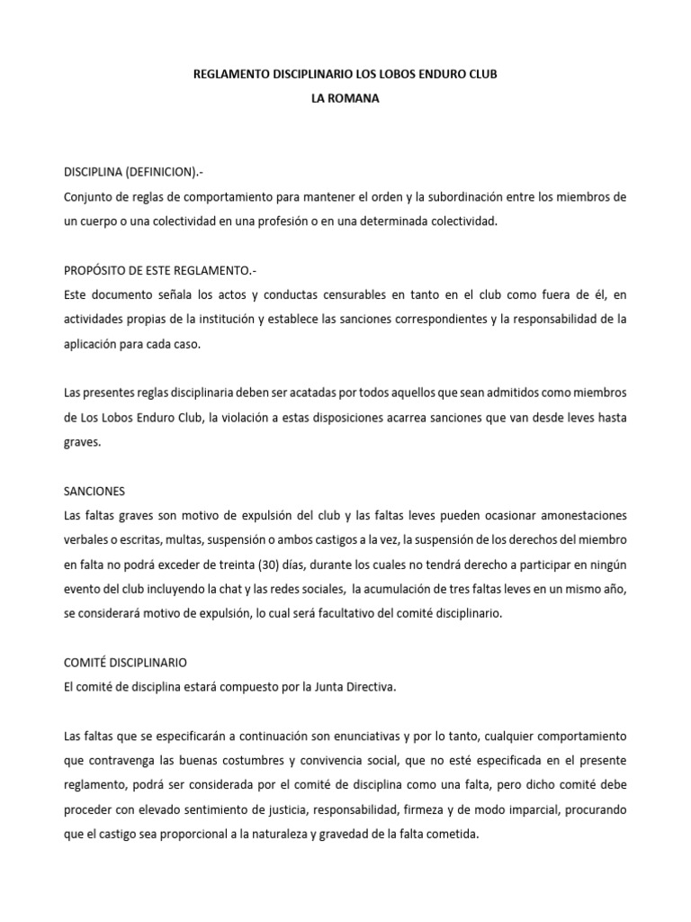 REGLAMENTO | PDF | Disciplinas