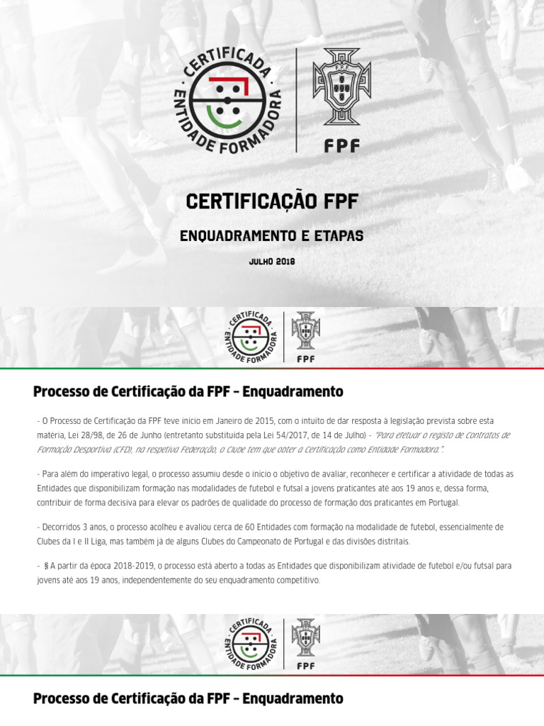 Certificacao FPF - Enquadramento e Etapas_1 | PDF | Futebol | Portugal