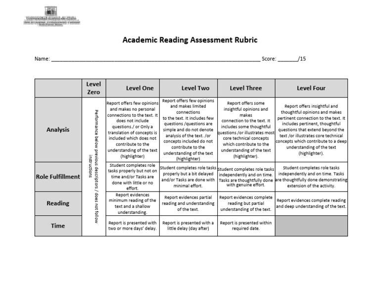 Academic Reading Circles Rubric 1 | PDF | Cognition | Cognitive Science