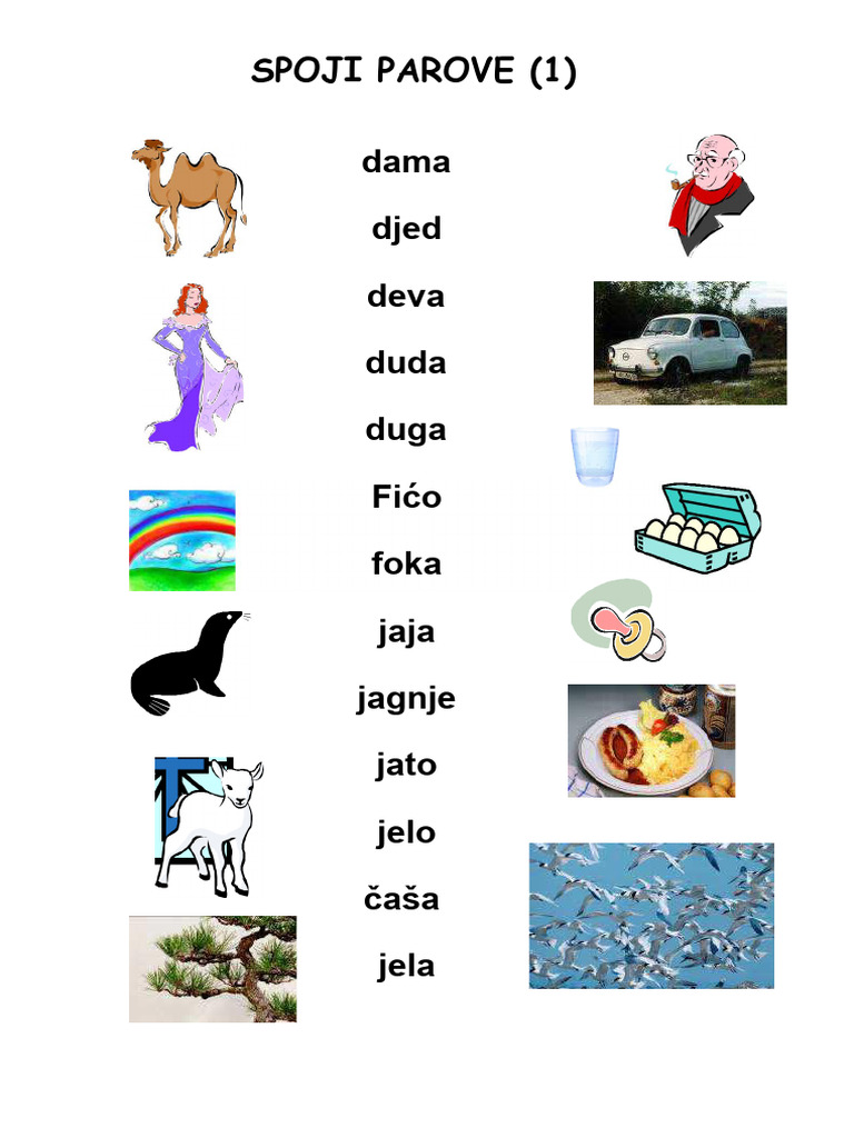 Citanje 4 Slova Spoji Rijec I Sliku 1dio | PDF