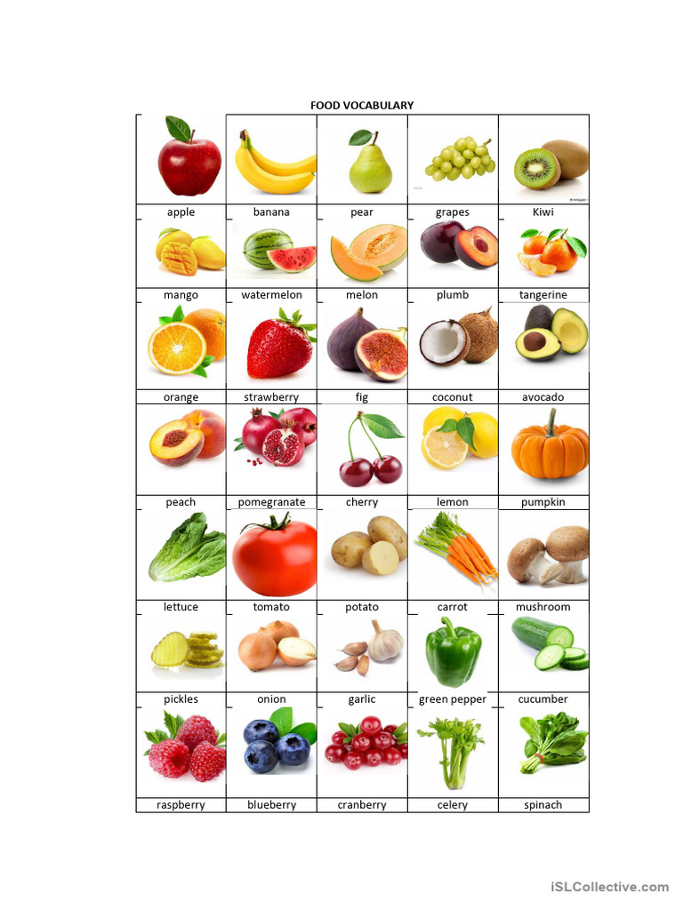 Food Vocabulary | PDF