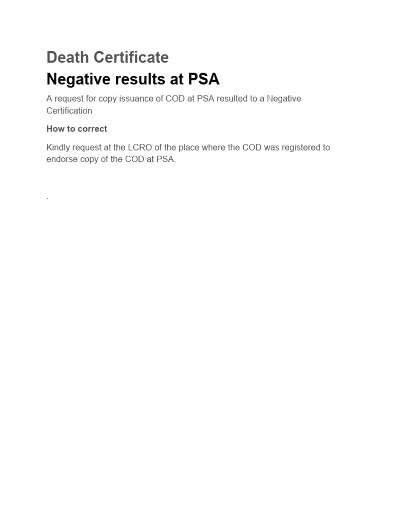 Negative Certification of Death at PSA | PDF | Law