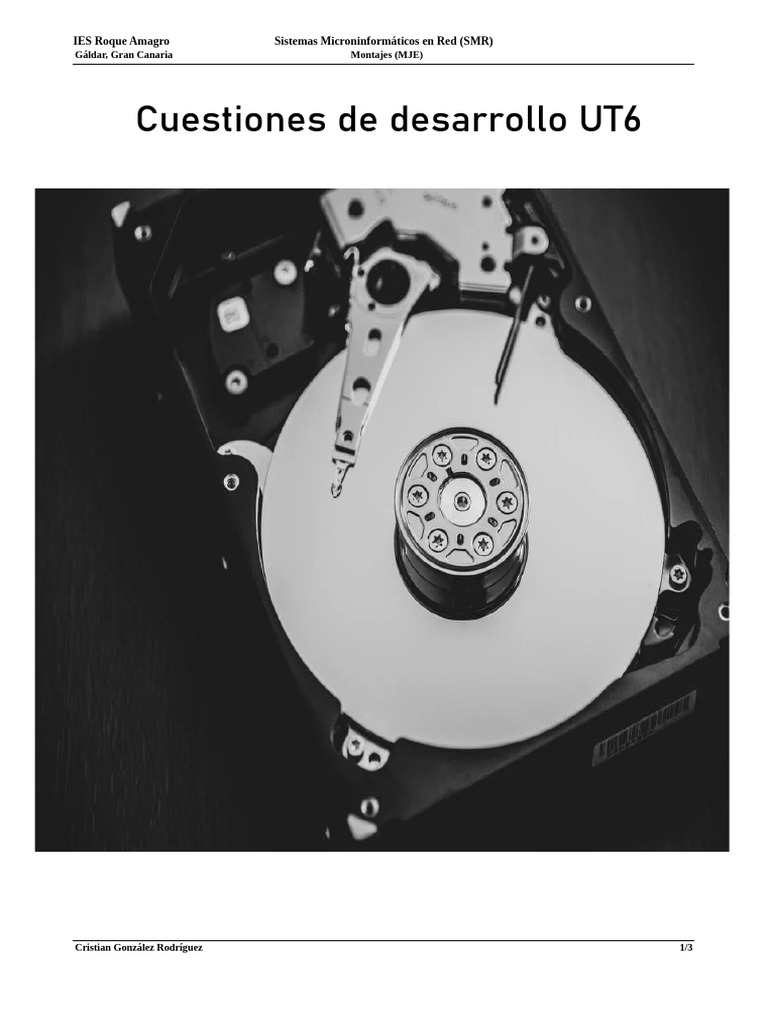 Cuestiones de Desarrollo UT6 | PDF | Disco duro | Almacenamiento de datos de la computadora