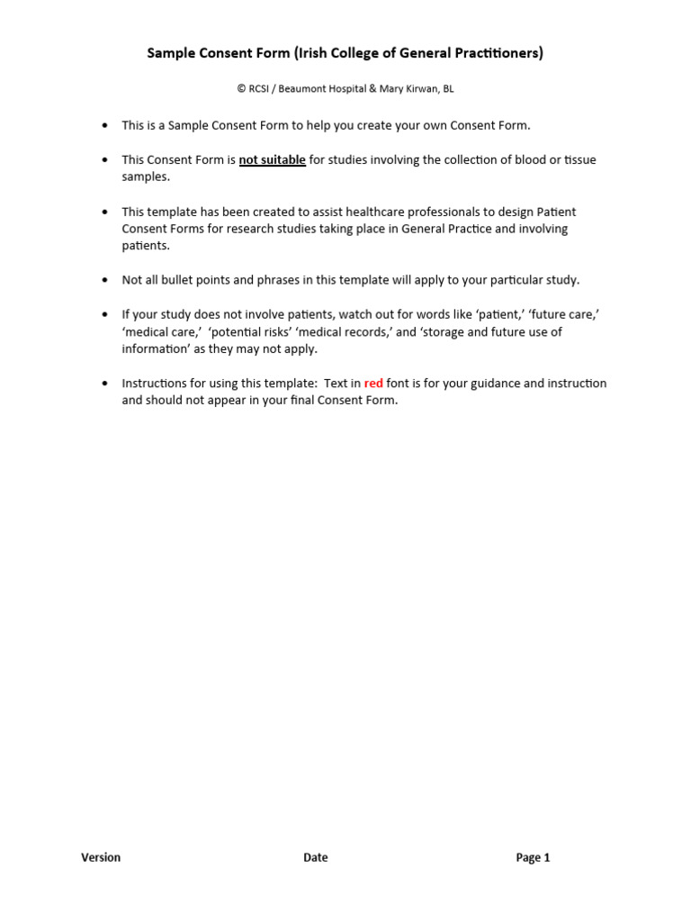 ICGP Patient Consent Form SEP20 | PDF | Informed Consent | Consent