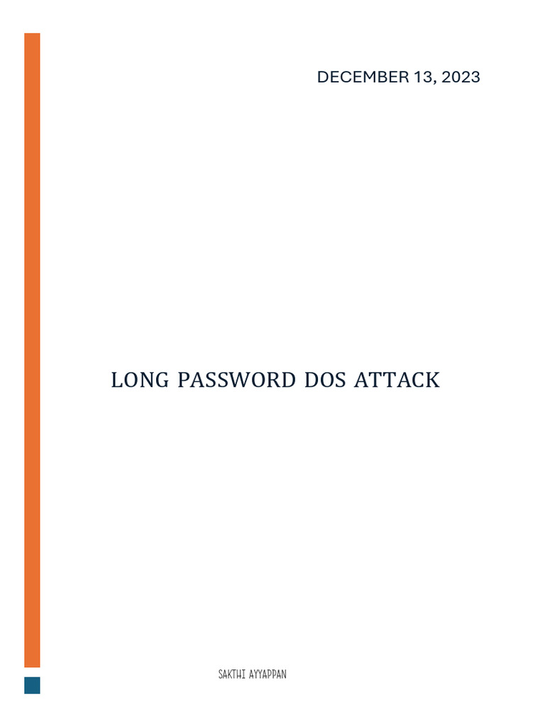 Cybersecurity: Long Password DoS Risks | PDF | Password | Denial Of ...