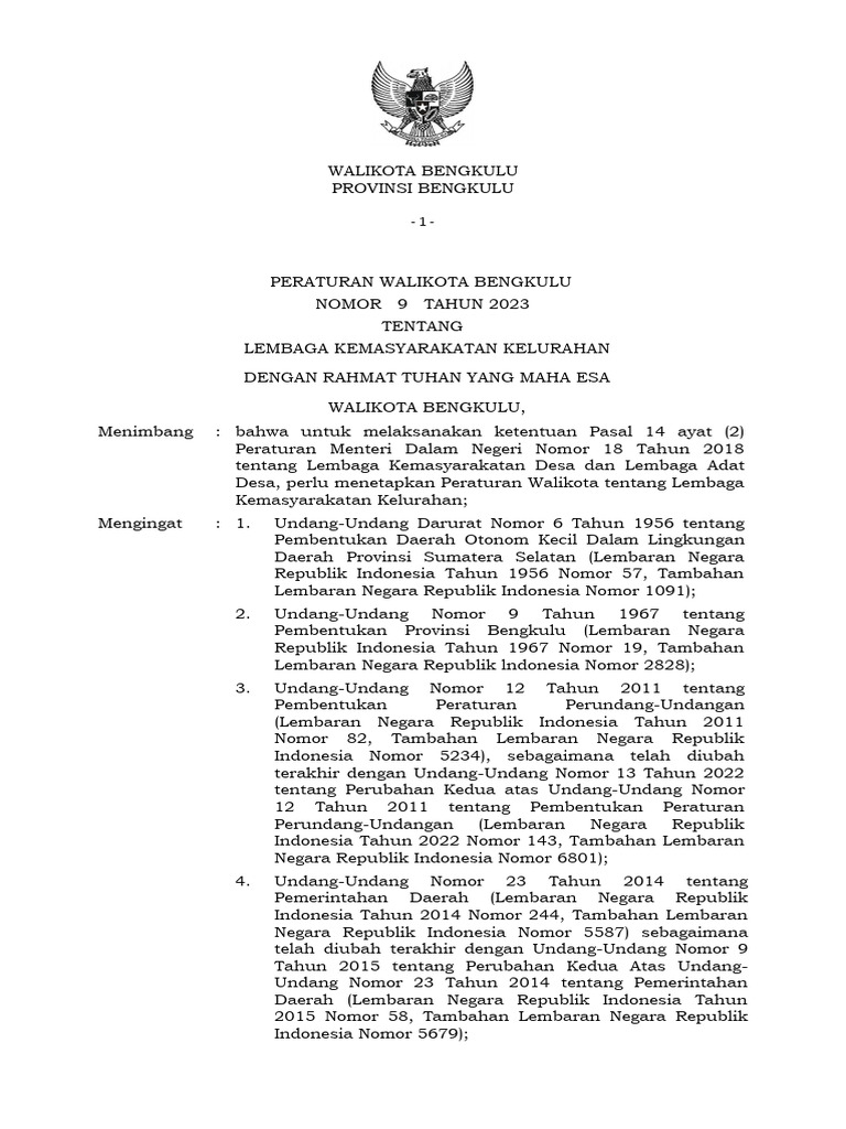 Perwal No. 9 Tahun 2023 Tentang LKK PDF | PDF