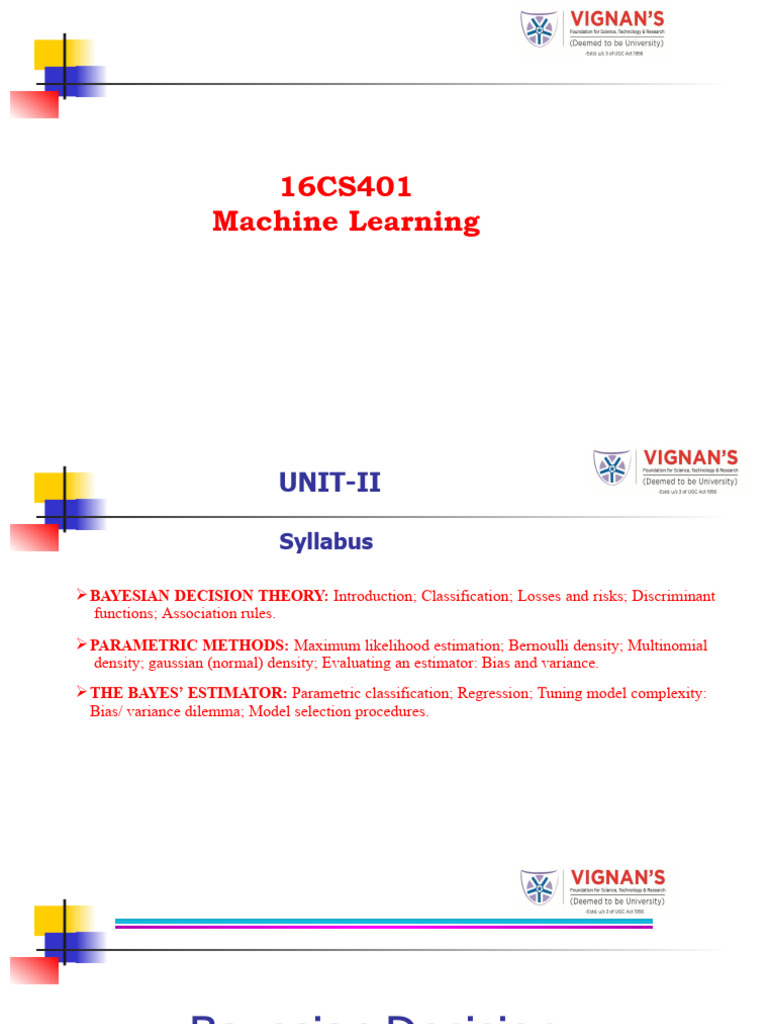 ML - Unit 2 | PDF | Bayesian Inference | Statistical Classification