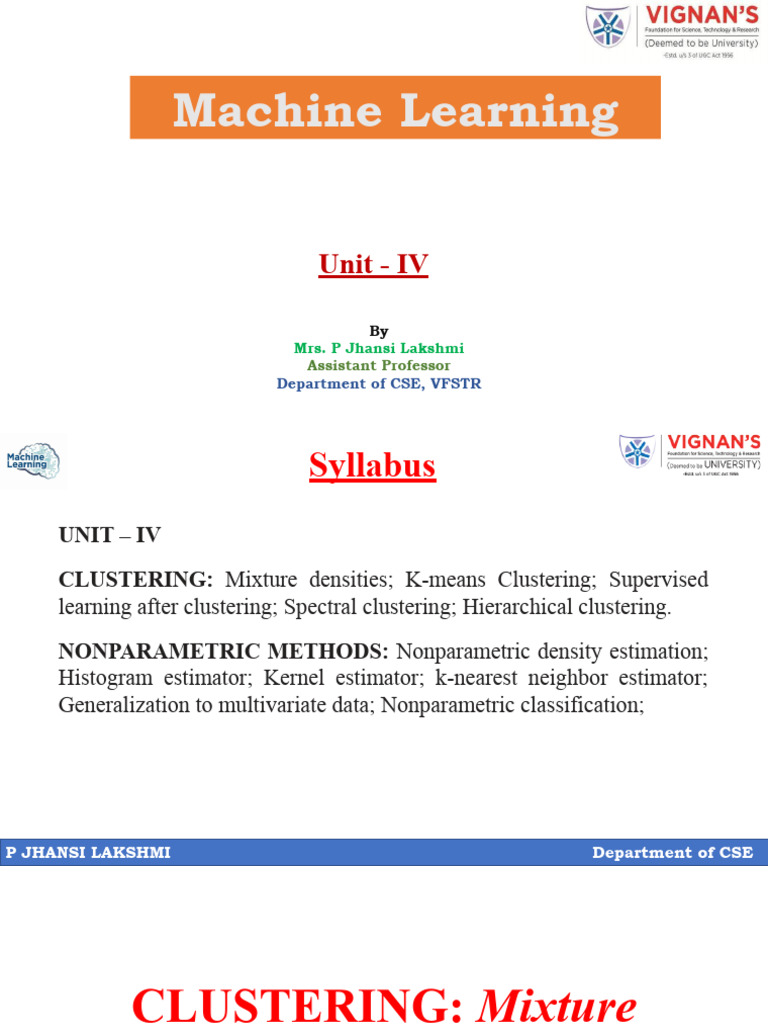 ML Unit - IV | Download Free PDF | Cluster Analysis | Statistics