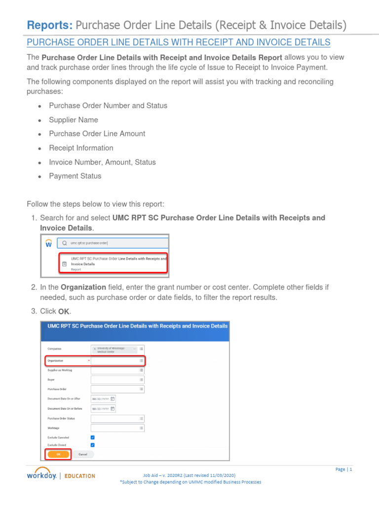 Job Aid - Reports - Purchase Order Details Report | PDF | Finance ...