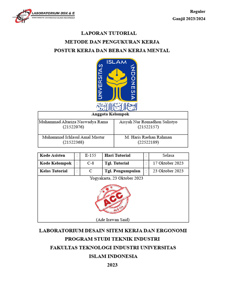 Analisis Postur dan Beban Kerja Mental | PDF