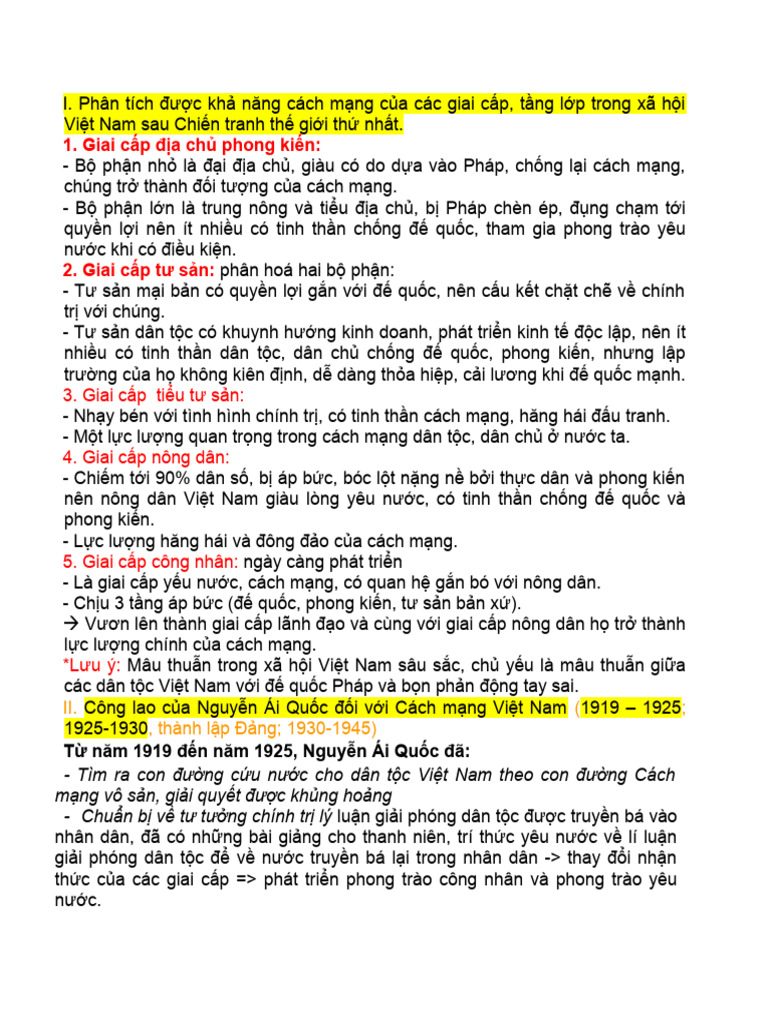 Đề Cương Sử 12 HK1 | PDF