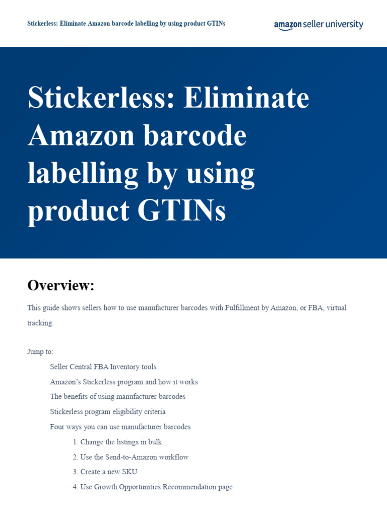 Stickerless Eliminate Amazon Barcode Labeling by Using Product GTINS ...