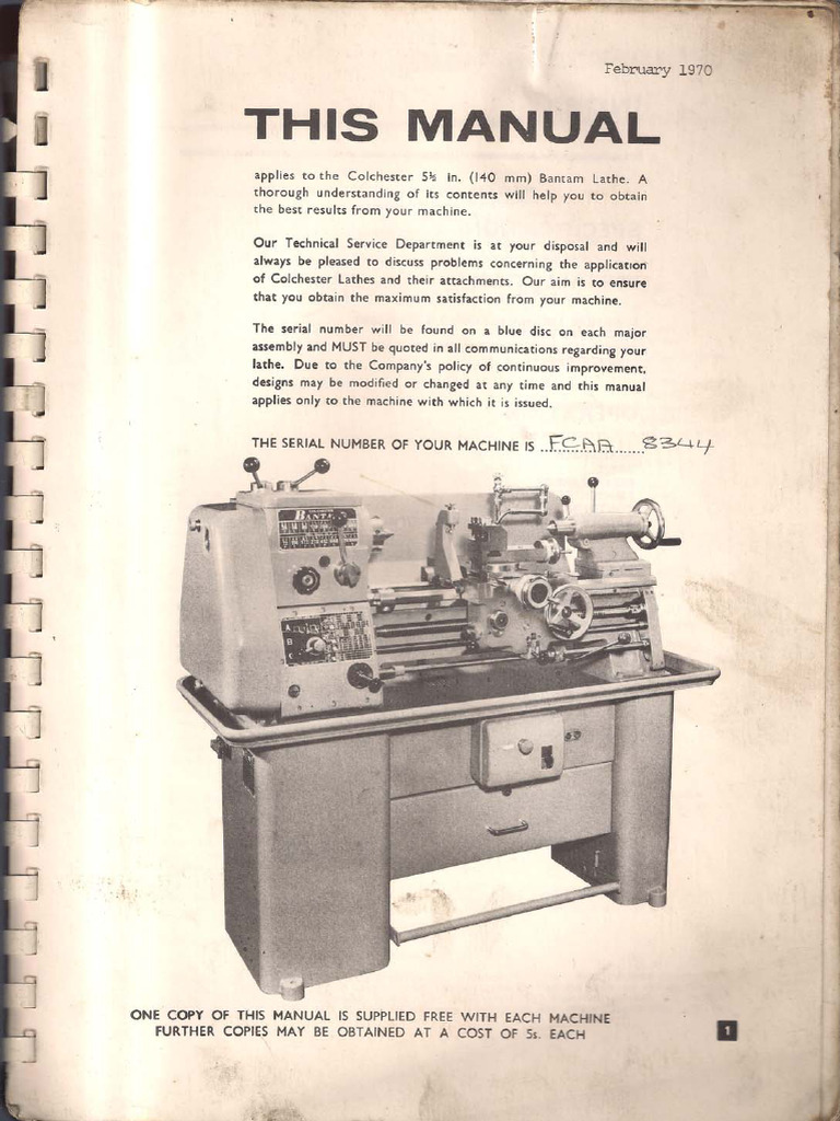 Colchester Bantam 600 | PDF