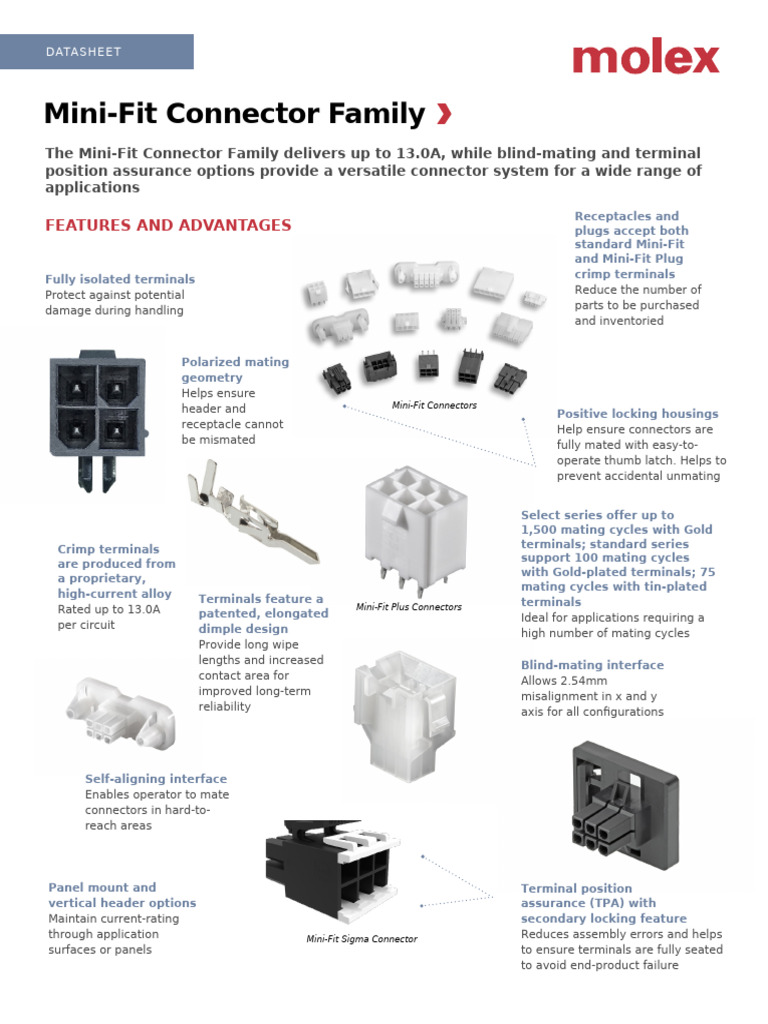 Mini-Fit Connector Family 987651-8272 | PDF | Electrical Connector | Electrical Components