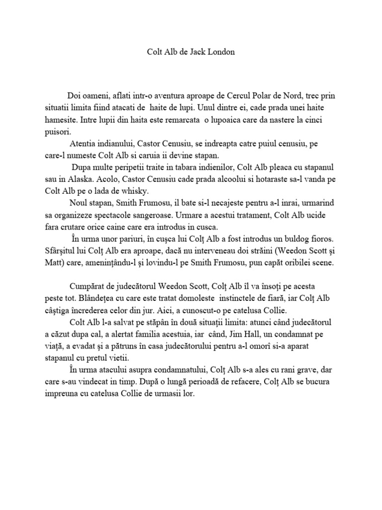 Rezumat Colt Alb | PDF