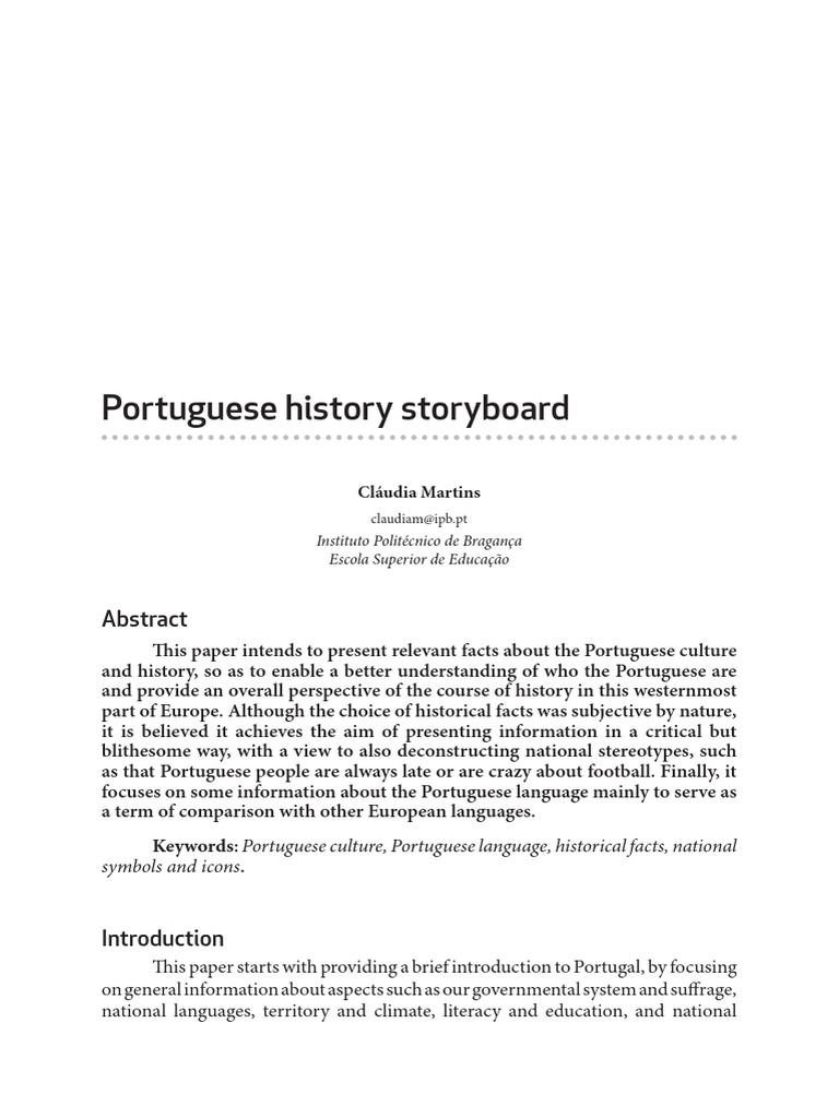 Article. Portuguese History Storyboard - Martins, Cláudia (2012) | PDF ...