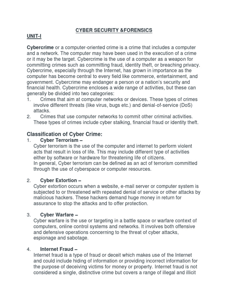 CSF Unit-1&2 | PDF | Cybercrime | Malware