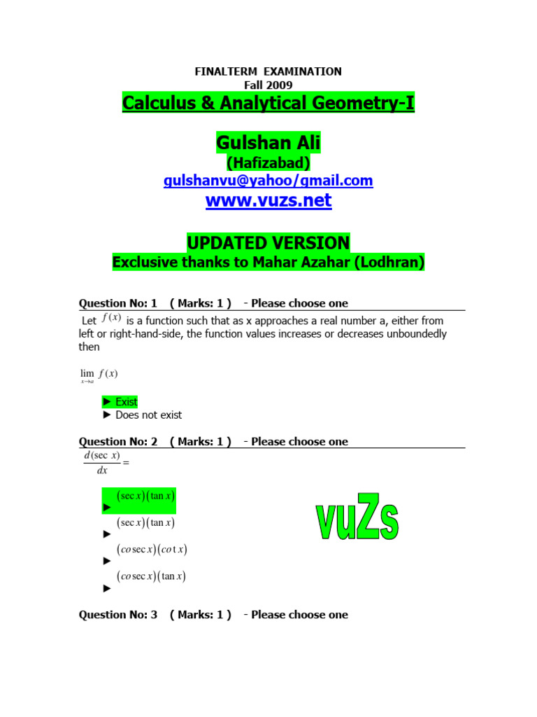MTH101 Paper 2 Final Term Solved Paper UPDATED | PDF | Teaching Methods ...