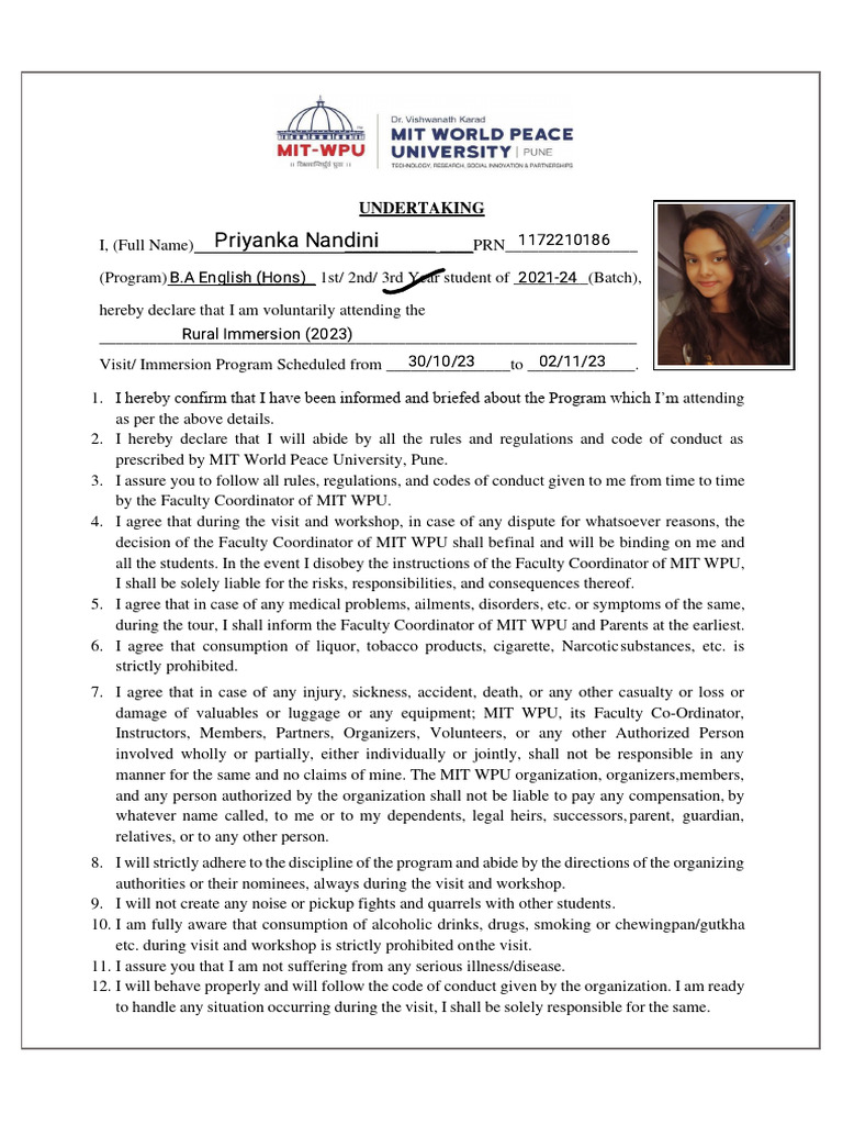 Rural Immersion Undertaking | PDF