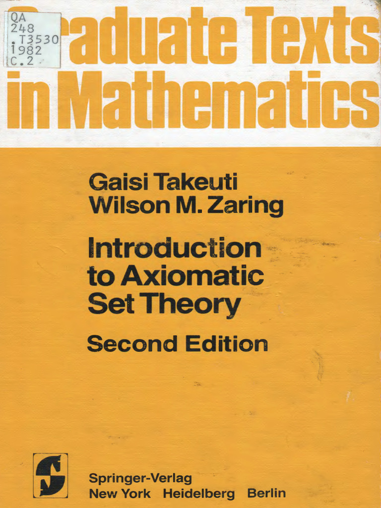 Gaisi Introduction To Axiomatic Set Theory | PDF