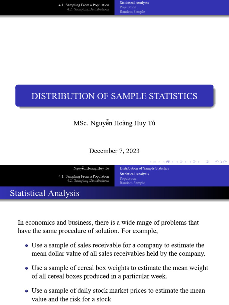 Chapter 4. Distribution of Sample Statistics | PDF | Probability Distribution | Statistics