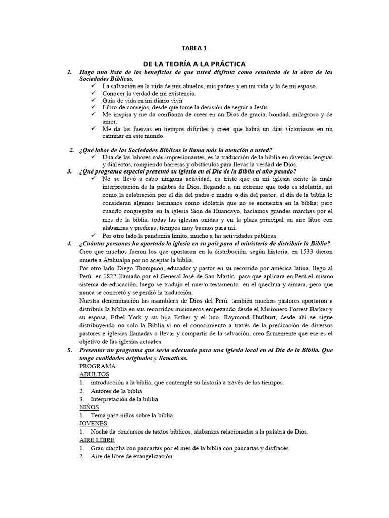 Tarea 1 | PDF | Biblia