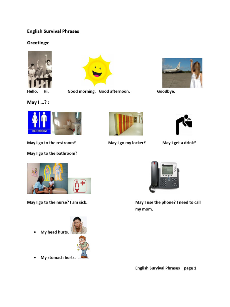 Essential English Survival Phrases | PDF | Language Arts & Discipline ...