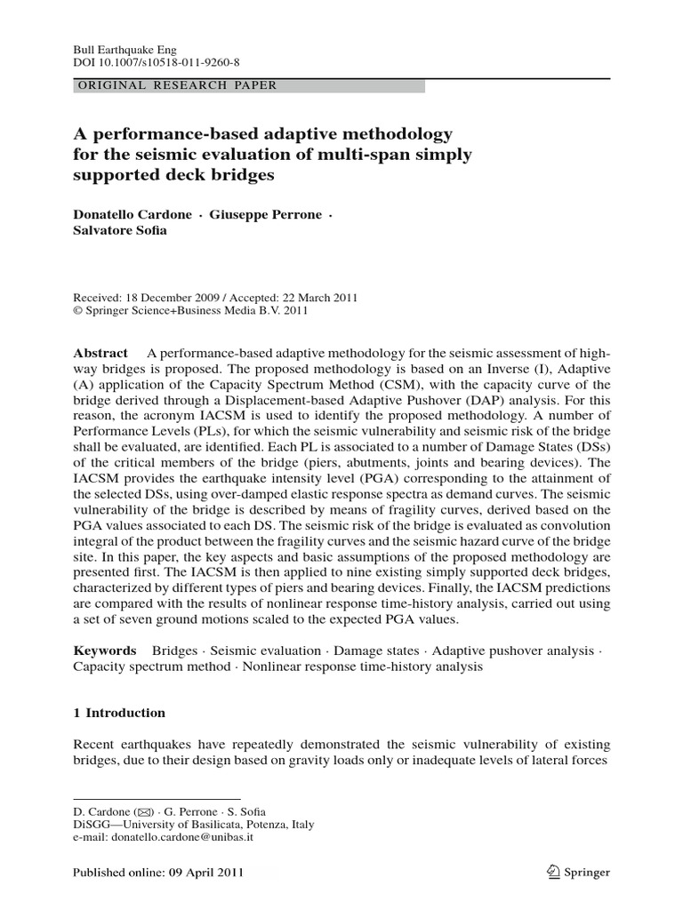 A Performance-Based Adaptive Methodology For The Seismic Evaluation of Multi-Span Simply ...