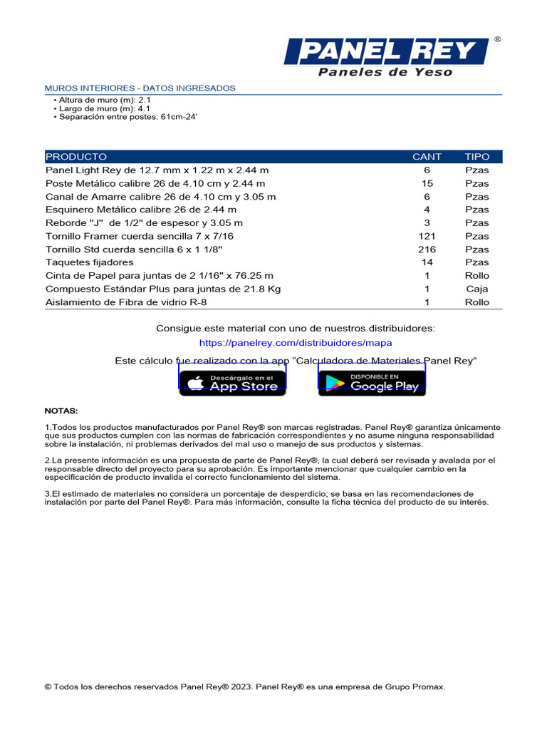 Materiales Recomendados Panel Rey | PDF