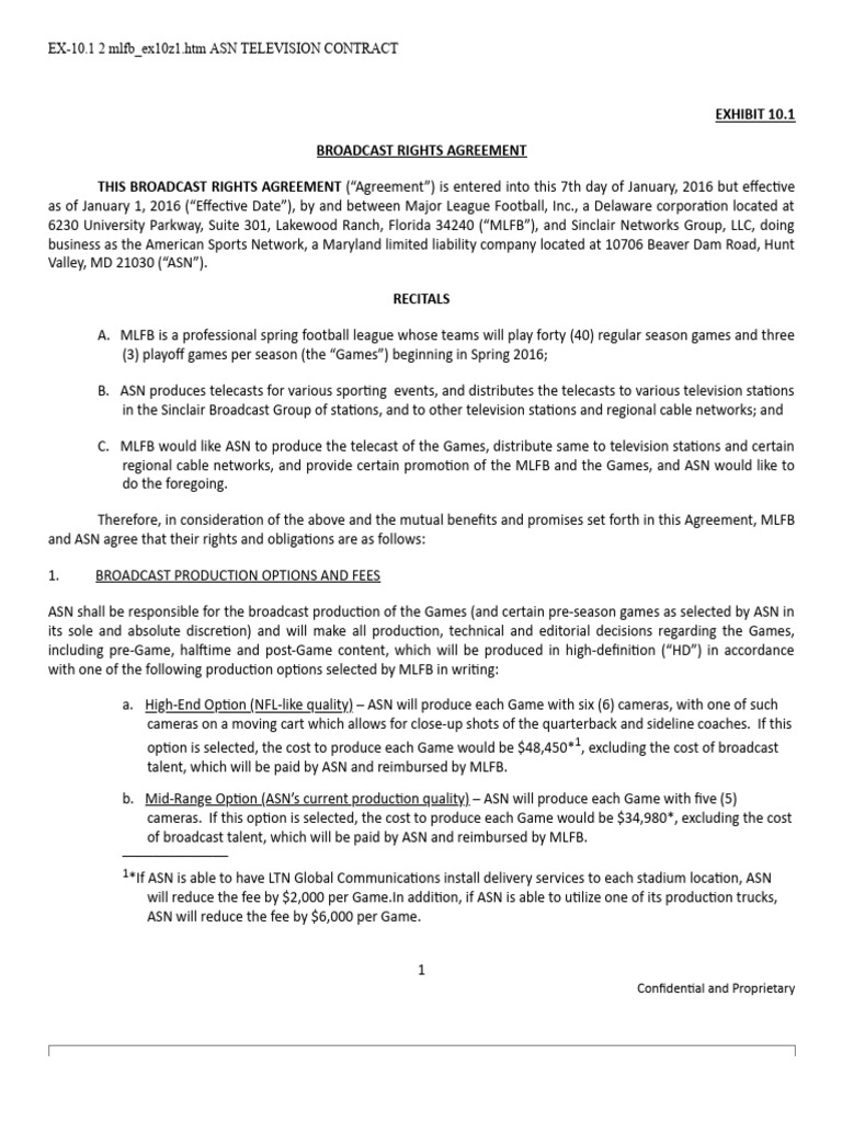 Broadcast Rights Agreement | PDF | Private Law | Business